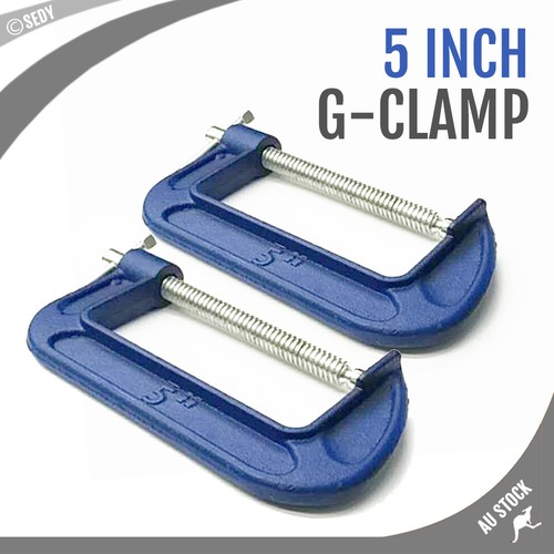 2x 5" G Clamp Heavy Duty Work Bench Vice Grip Tool Solid Cast Iron Wood ...