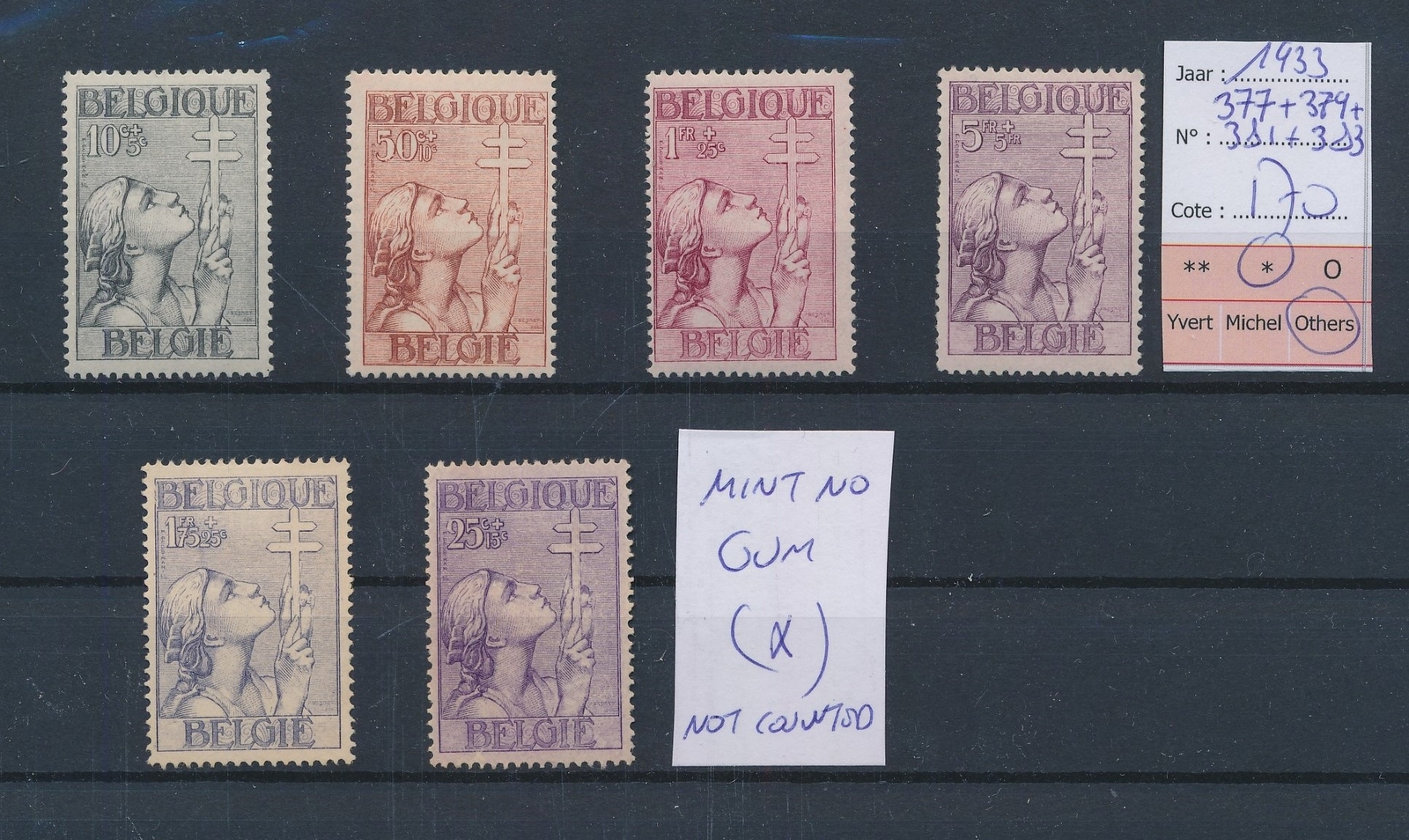 LR62807 Belgium 1933 Lorraine cross anti-tuberculosis lot MH cv 170 EUR ...