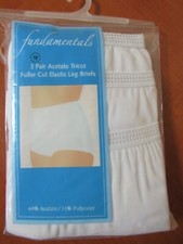 3 Pair Fundamentals Acetate Tricot Fuller Cut Elastic Leg Briefs ...