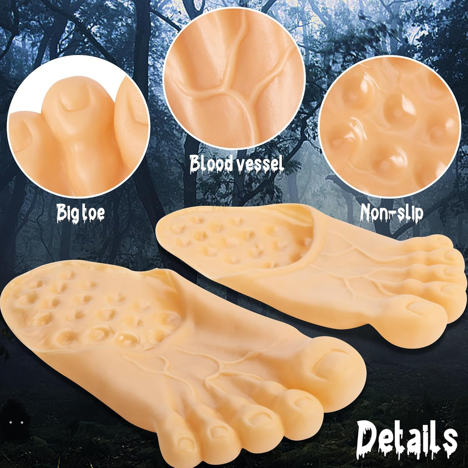 1 Pair Halloween Barefoot Funny Feet Slippers- Realistic Big Foot ...