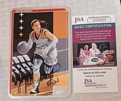 JENNIFER RIZZOTTI Autographed Signed Nike Hang Tag Card 4x6 ABL WNBA ...