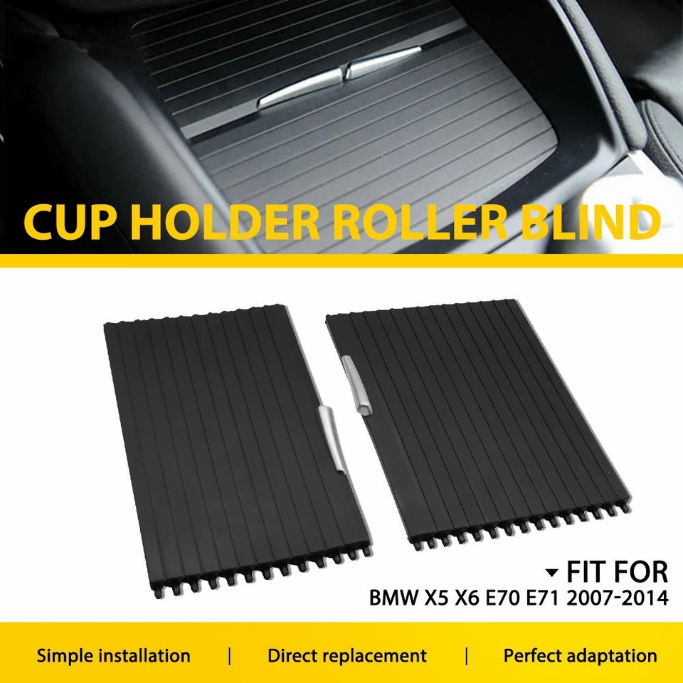 Front Console Cup Holder Roller Blind Cover Kit For BMW X5 X6 E70 E71 ...