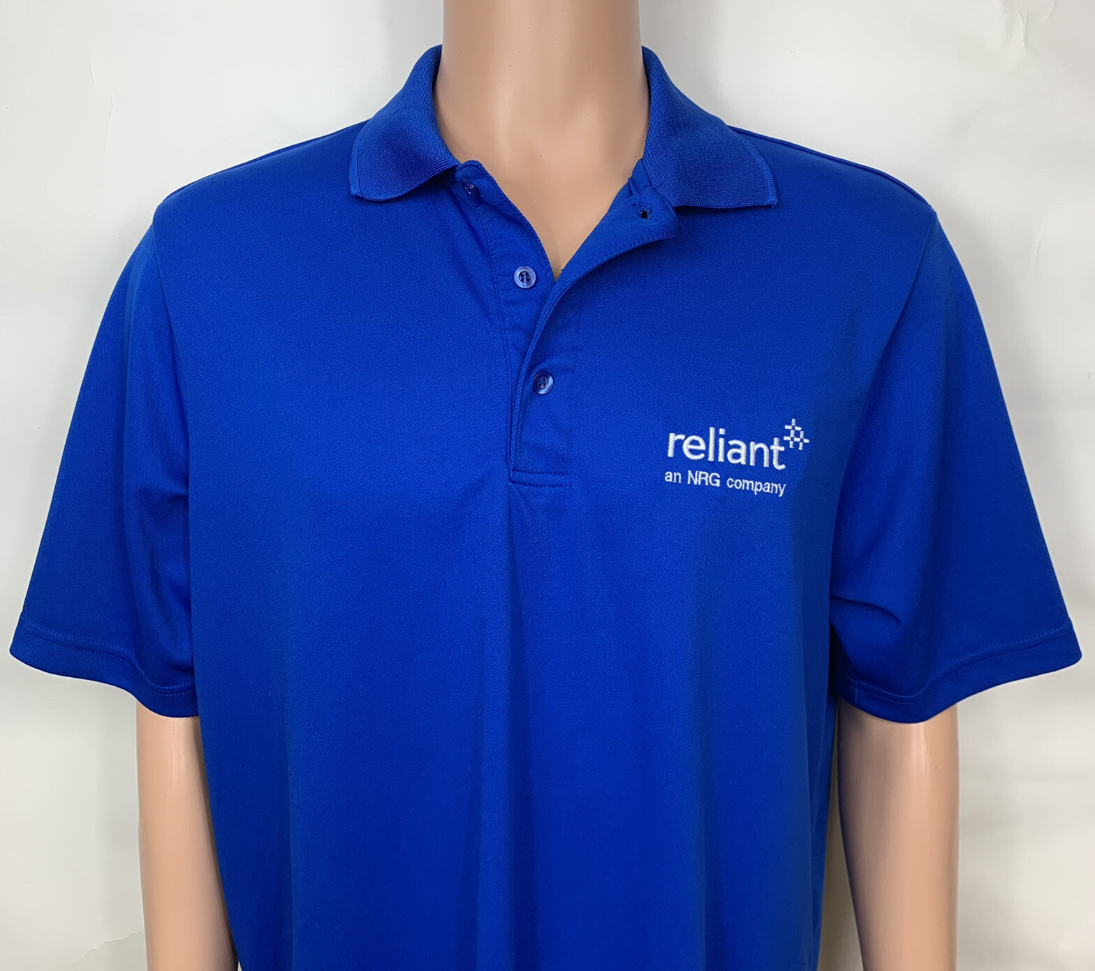 Reliant NRG Energy Polo Shirt Mens Large s/s blue CORE365 employee work ...