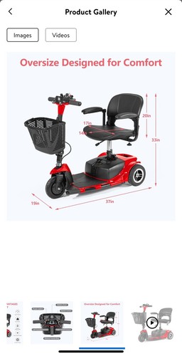 1inchome 3 Wheel Mobility Scooter - Red 743129087940| eBay