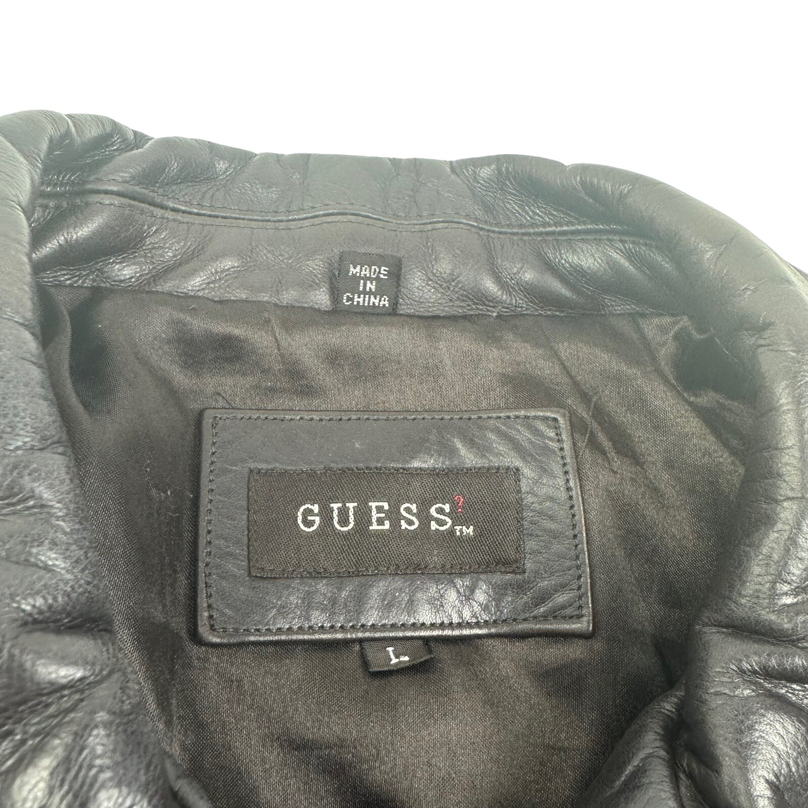 Womens Large Guess Genuine Leather Jacket Dark Brown … - Gem