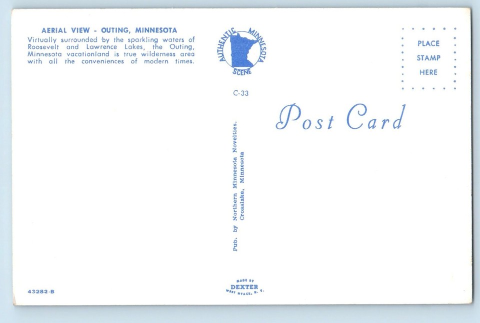 Outing Minnesota Postcard Aerial View Virtually Sparkling Waters ...