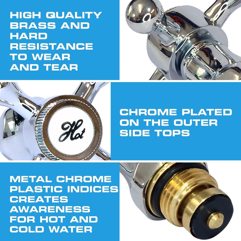 VICTORIAN STYLE CROSS HEADS REPLACEMENT BASIN SINK TAP CONVERSION KIT C ...