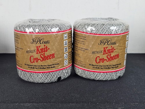 J&P Coats Metallic Knit-Cro-Sheen Crochet Thread Silver 100 Yds Ea Lot ...
