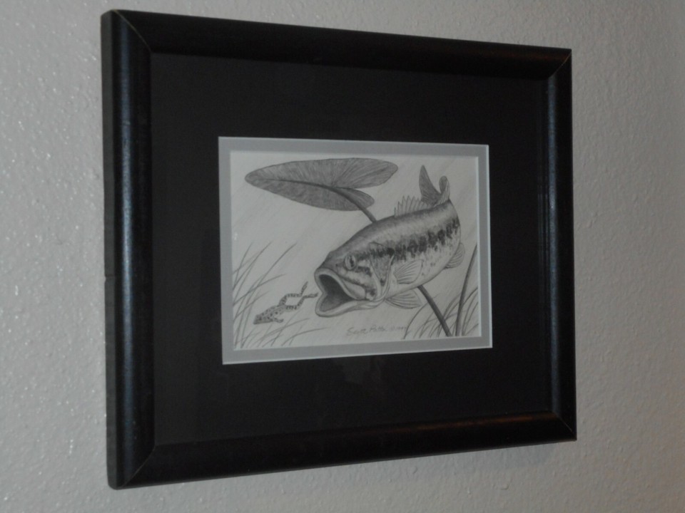 Scott Patton Art: "Largemouth Bass" Original Framed 2nd Place IA Pencil ...