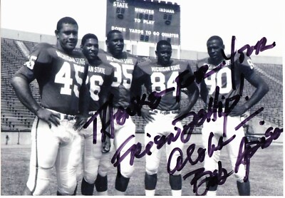 Bob Apisa signed 5x7 inch Michigan State Spartans B&W photo RARE | eBay