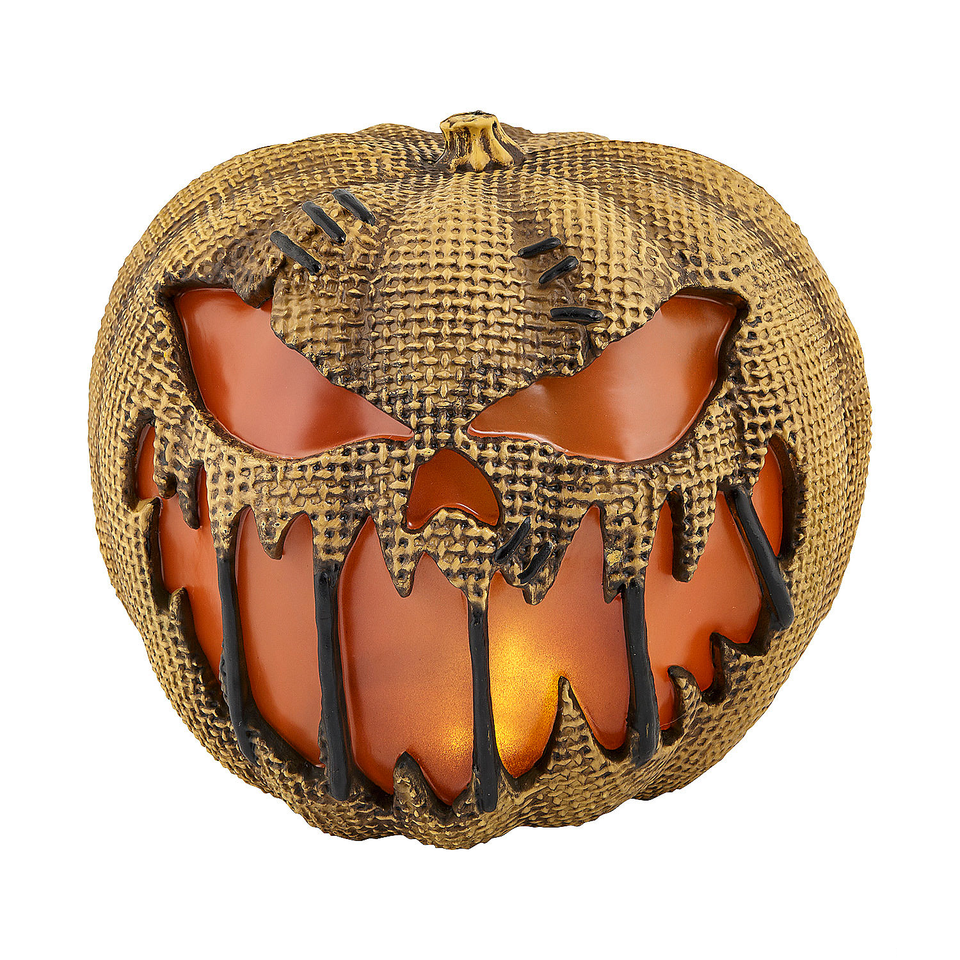 14" Animated Flaming Burlap Pumpkin Halloween Decoration – LED ...