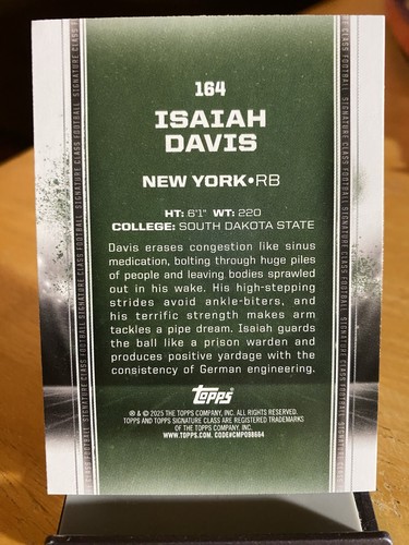 Isaiah Davis 2025 Topps New York Jets Rookie Card RC #164 | eBay