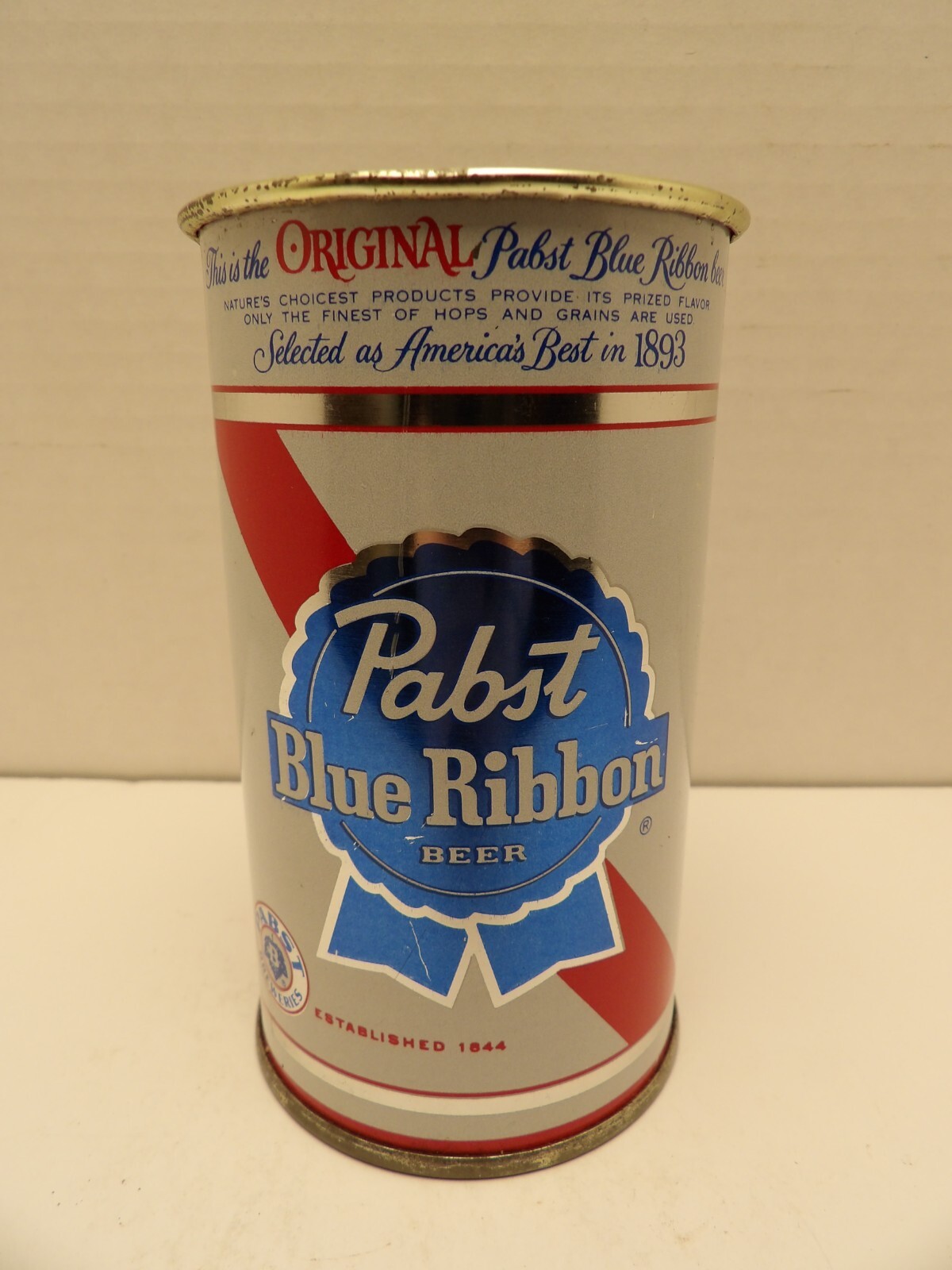 PABST BLUE RIBBON CUP FLAT TOP BEER CAN 110-19 BREWED AT PEORIA HEIGHTS ...