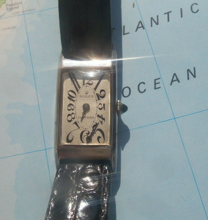 Antique Art Deco era Rolex Unicorn tank exploded dial wrist watch rare ...