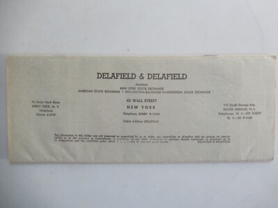Delafield & Delafield Wall Street New York Monthly Stock Digest Aug ...