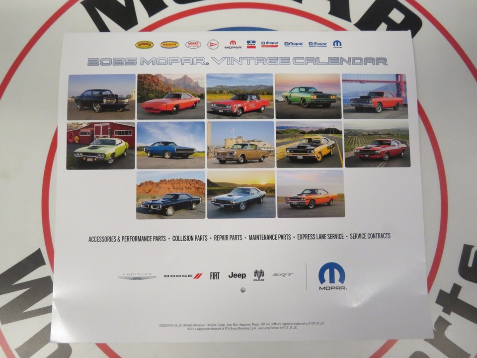 2025 MOPAR Muscle VINTAGE Calendar 12 month DODGE JEEP PLYMOUTH NEW OEM ...