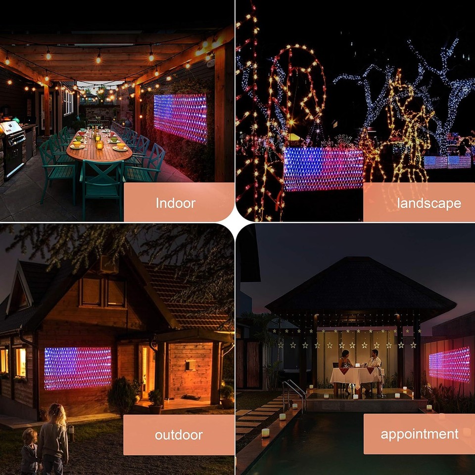 American Flag String Lights, Waterproof 420 LED USA Flag Net Light 24V ...