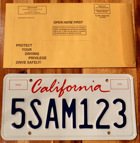 California Lipstick sample license plate 5SAM123 Early 2000's Prison ...
