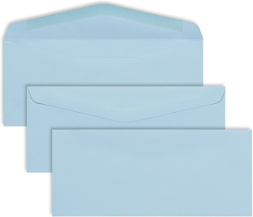 #10 Pastel Blue Envelopes 80 Pack Letter Size 4 1/8 x 9 1/2 Office ...