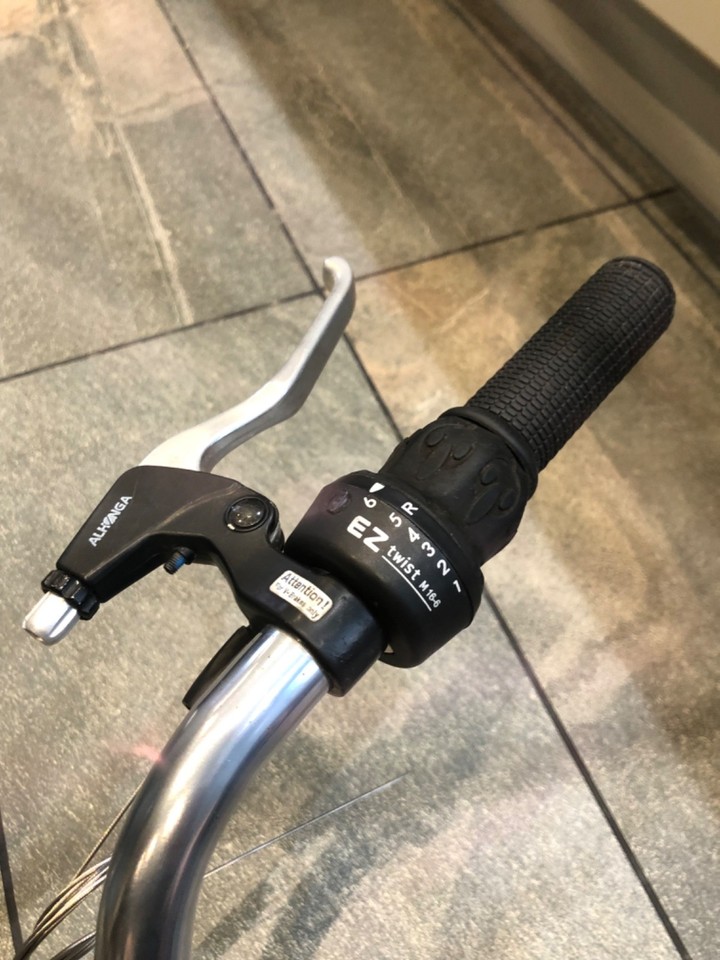 Silver Steel Bike Cycle Riser Handlebars 6 Speed Gripshift Shifter ...