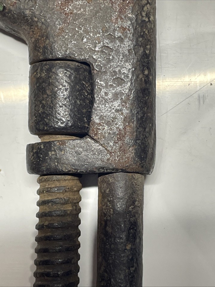 Antique Acme 8" Twisted Iron Vintage Pipe Monkey Wrench Plumbing Tool ...