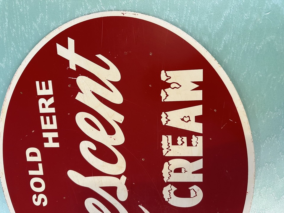 Crescent Ice Cream Dealer 2 SIded Painted Metal Flange Sign (Rare Find ...
