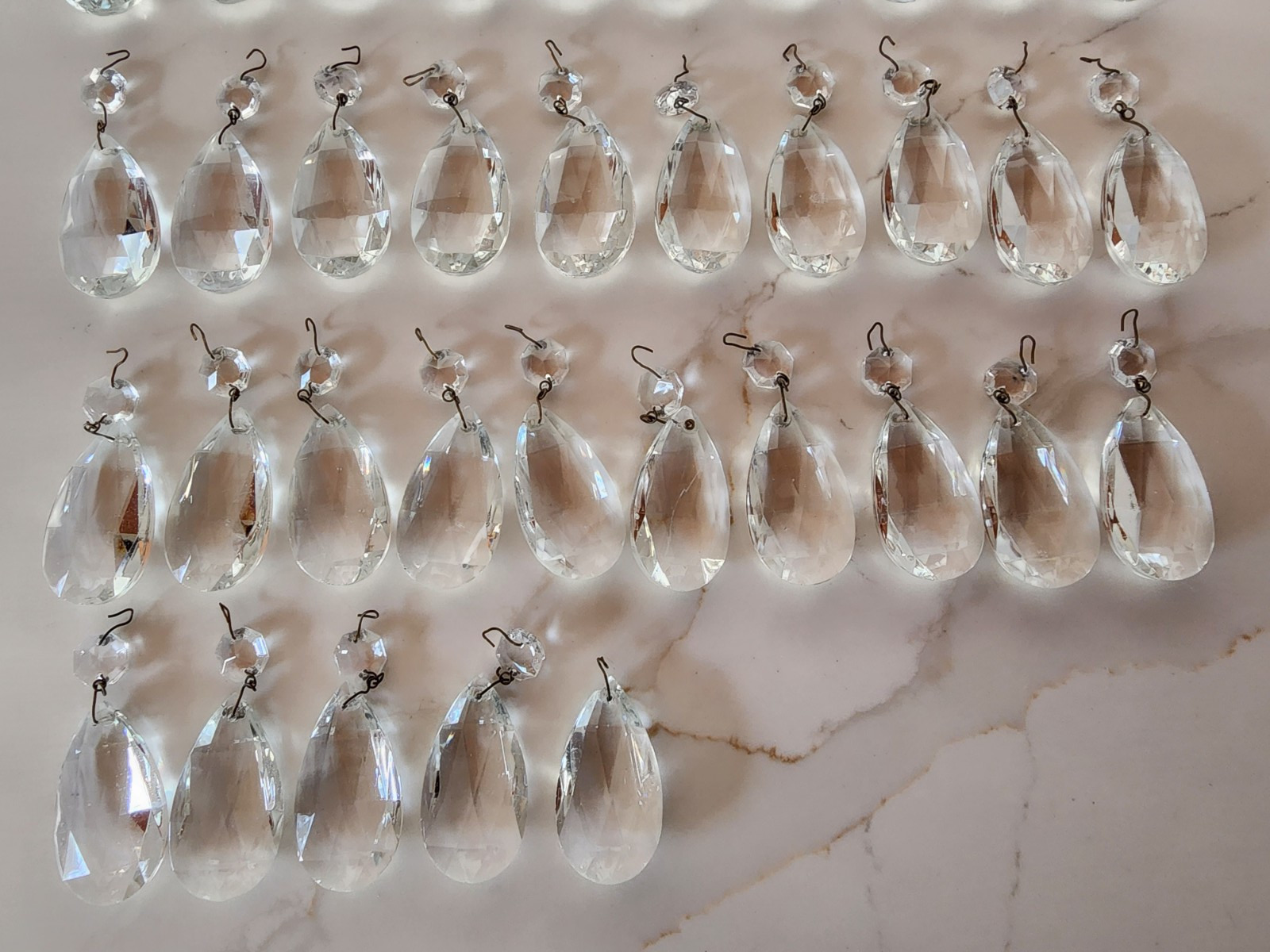 45 - Vintage Pear Shaped 2-1/2" Crystal Pendalogues with Brass Pins ...