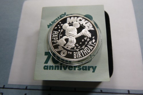 MICKEY MINNIE MOUSE DISNEY 70TH 1998 BIRTHDAY 999 SILVER COIN CASE COA ...