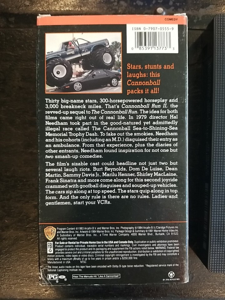 Cannonball Run 2 (VHS, 1983 Arcafin) Like New Untested 85391137733| eBay