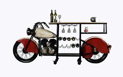 Red and Black Metal And Wood Rolling Glider Bike Bar Cart With Wine ...
