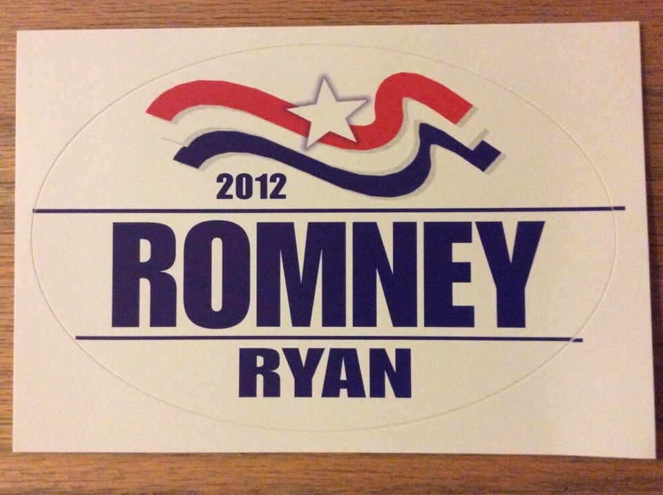 10 Original Governor Mitt Romney For President & Paul Ryan Oval 6 inch ...