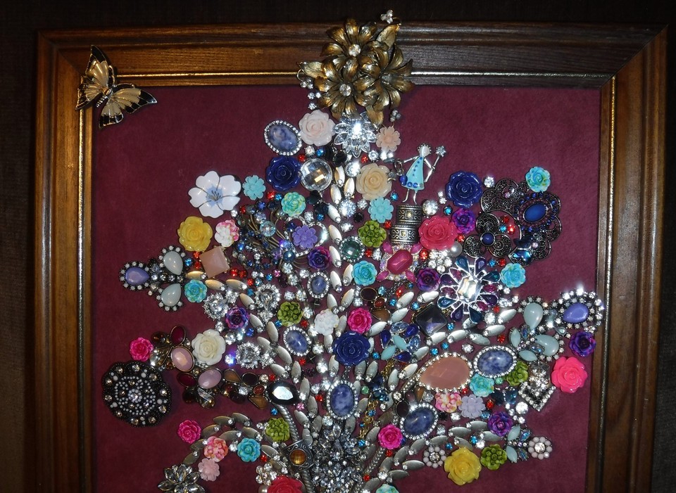 Vintage Jewelry Art Bouquet, signed, and framed | eBay