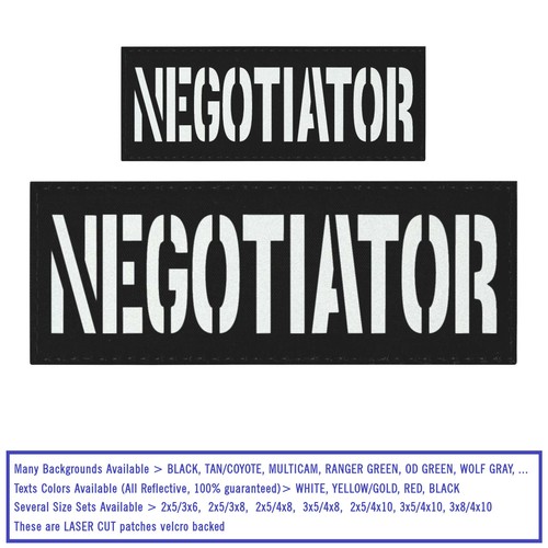 Bundle Set 2 Negotiator Reflective Patches Plate Carrier Police SWAT ...