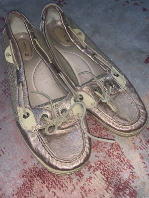 🌊 HTF! WOMEN’S SPERRY TOP SIDERS! ROSE GOLD METALLIC TWILL! SZ.10 ☀️ | eBay