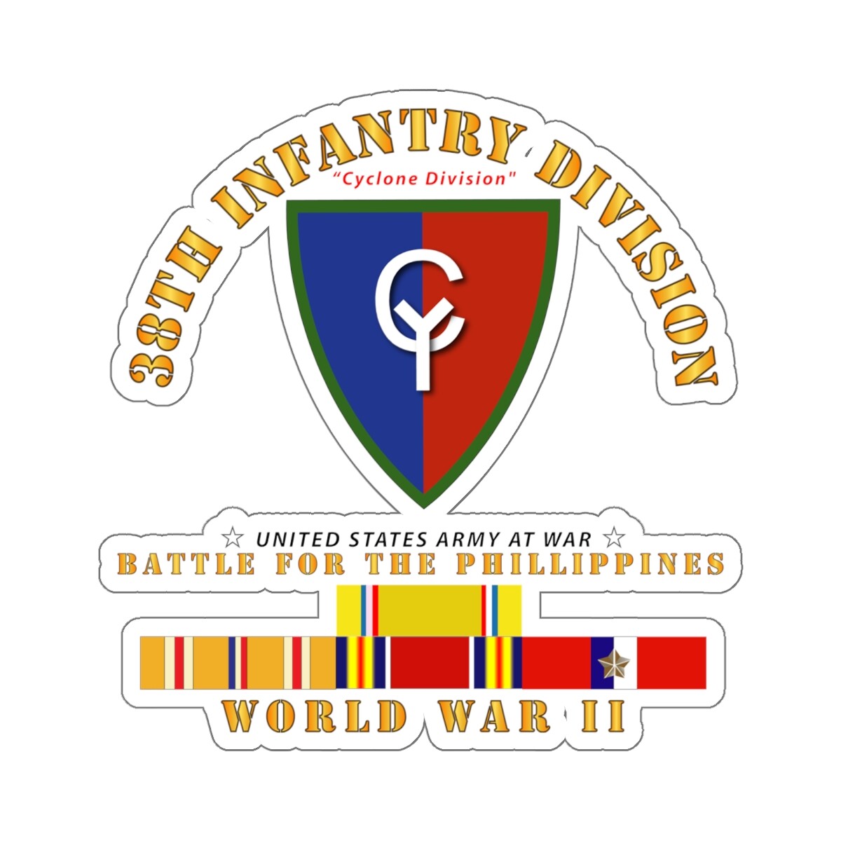Kiss-Cut Stickers - 38th Infantry Division - Wwii W Pac Svc | eBay
