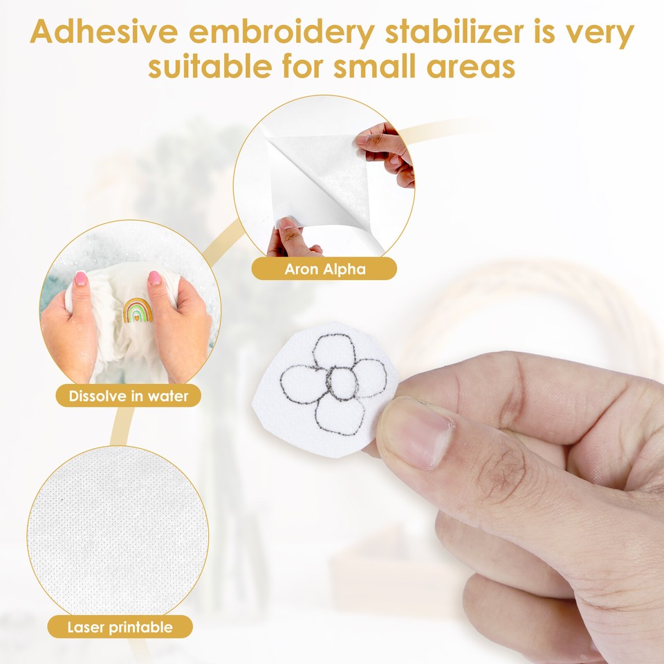 12Pcs Sticky Water Soluble Embroidery Stabilizer Printable Backing ...