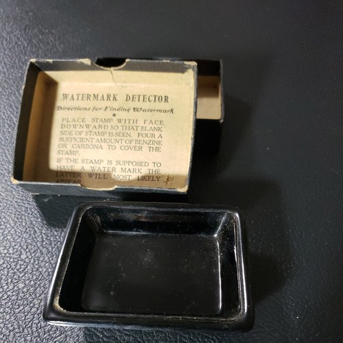 Black Glass Watermark Detector For Stamps In Box With Directions on Lid ...