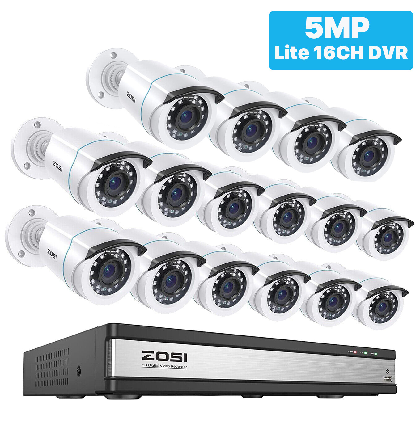 ZOSI 16 channel 1080P Outdoor Home CCTV Security Camera System 80ft ...