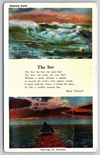 Poem, The Sea, Barry Cornwall Vintage Postcard | eBay