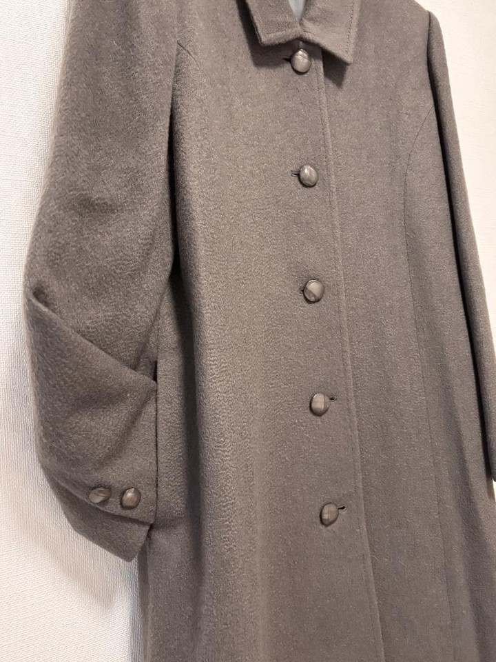 LEANNE 100% Cashmere Long Coat Grège Brown Vintage L Size | eBay UK