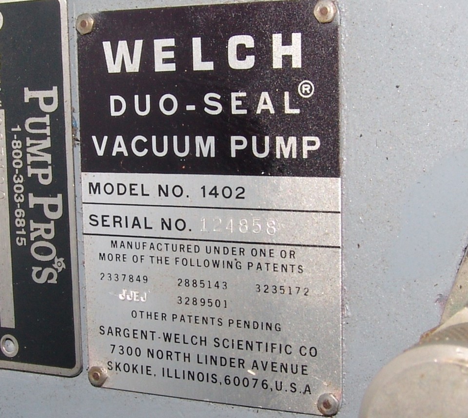 Welch 1402 Duoseal vacuum pump 1/2 hp | eBay