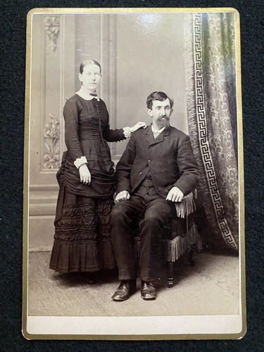 Keokuk Iowa IA Handsome Couple Man And Woman Lee Co. Antique Cabinet ...