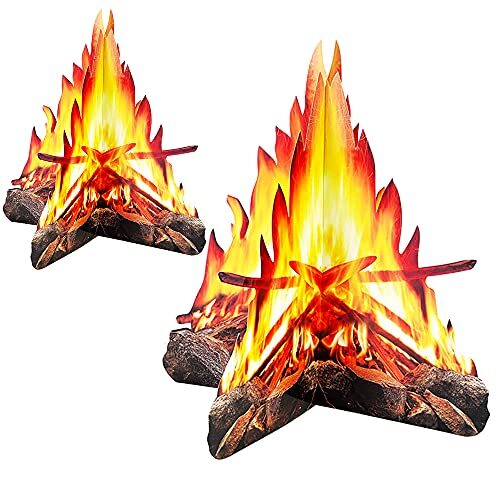 2 Sets Fire Fake Flame Paper, 12 Inch 3D Tall Artificial Fire Fake ...