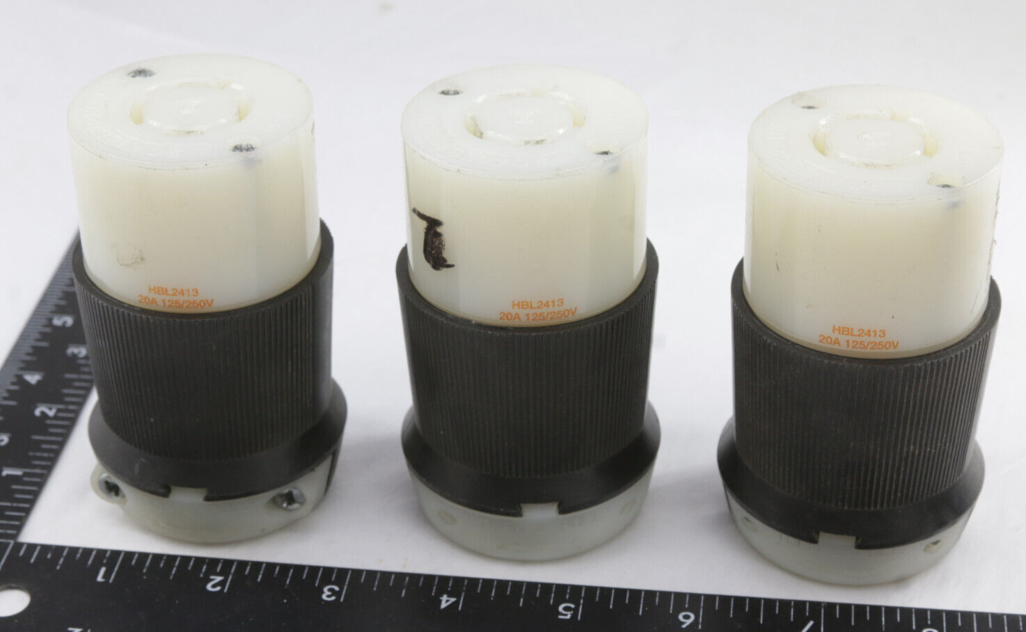 (3) Hubbell HBL2413 Twist Lock 20A 125/250VAC 3-Phase Receiver Plug End ...