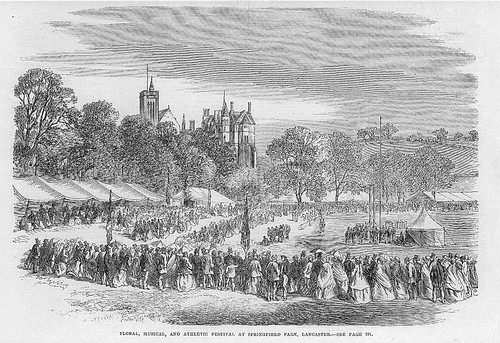 1865 Antique Print - LANCASHIRE Lancaster Springfield Park Floral ...
