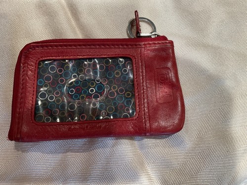 Vintage Fossil Leather Key Chain-ID-Coin Purse-Credit Card Holder Red ...
