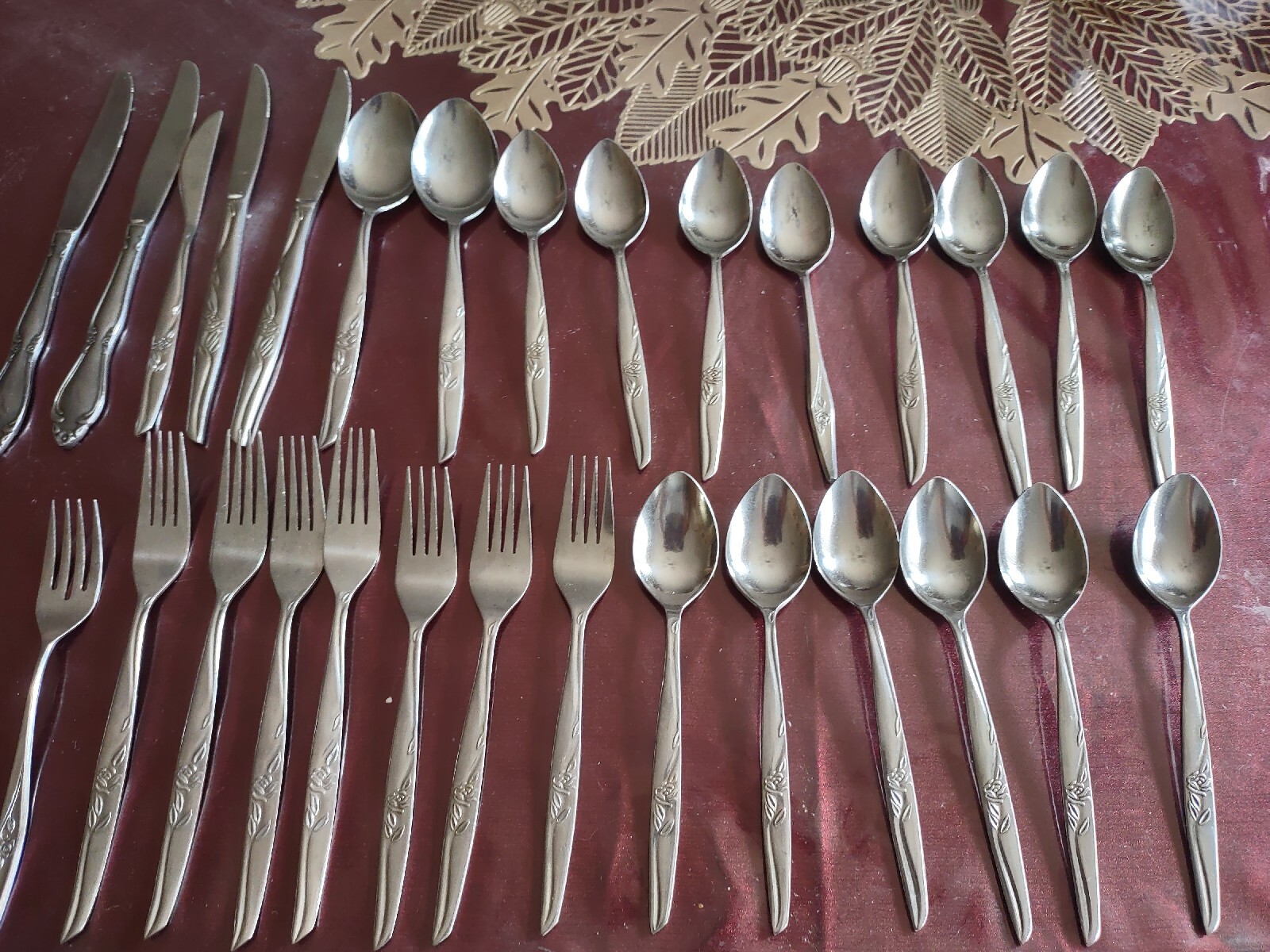 Stainless Taiwan MCM Floral Design Flatware Lot Of 29 Pc | eBay