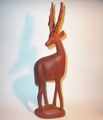 Old IMPALA GAZELLE Hand Carved Wood Art Sculpture Statue Figurine ...