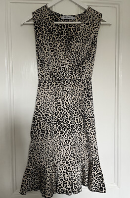 GINI LONDON SILKY LEOPARD PRINT SHORT DRESS WITH BUTTON DETAIL SIZE 10 ...
