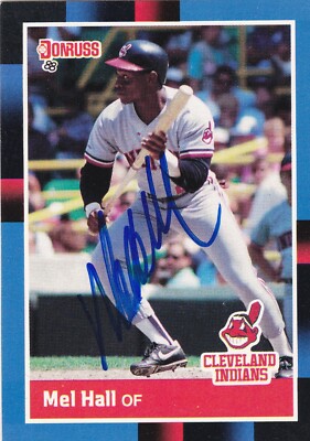 MEL HALL CLEVELAND INDIANS SIGNED 1988 CARD GIANTS NEW YORK YANKEES ...
